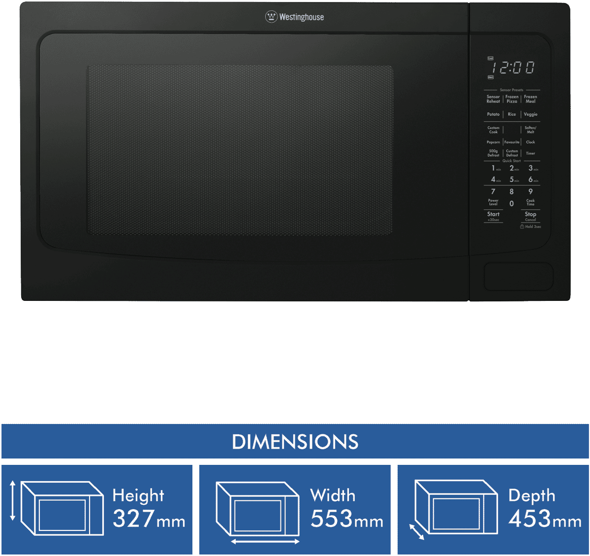 Westinghouse WMF4102BA 40L 1100W Black Microwave at The Good Guys
