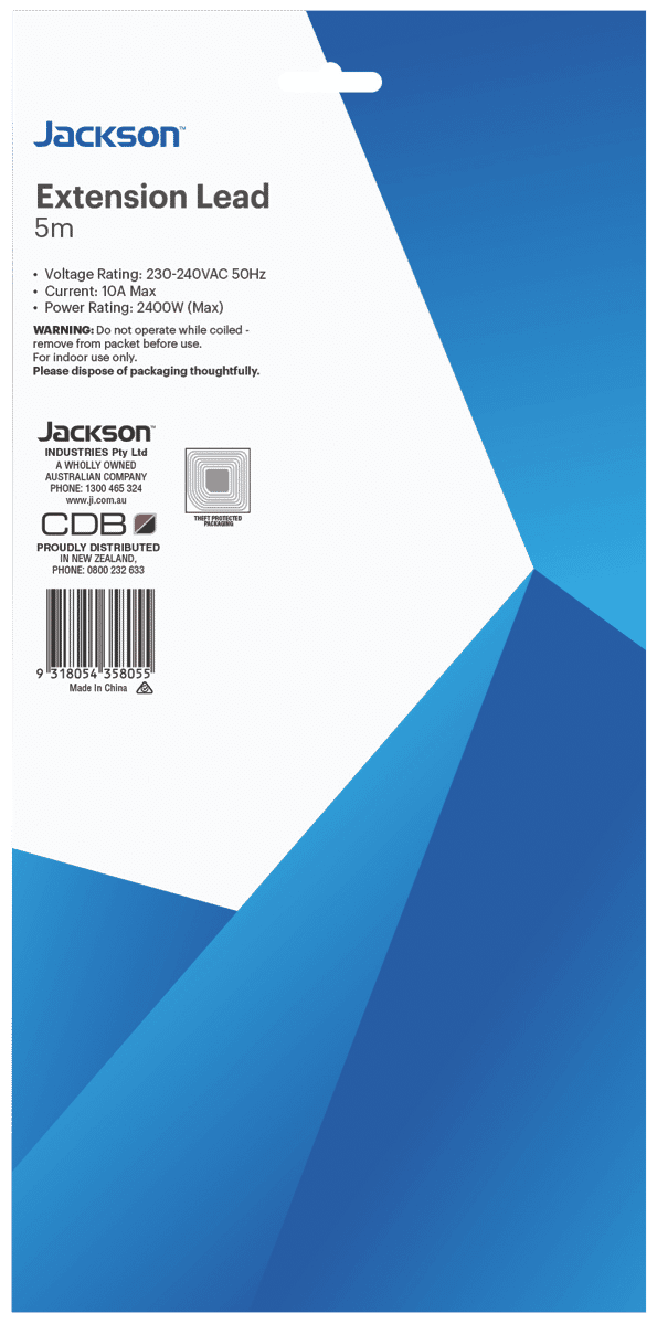 Jackson 5m Extension Power Lead PEXT5M
