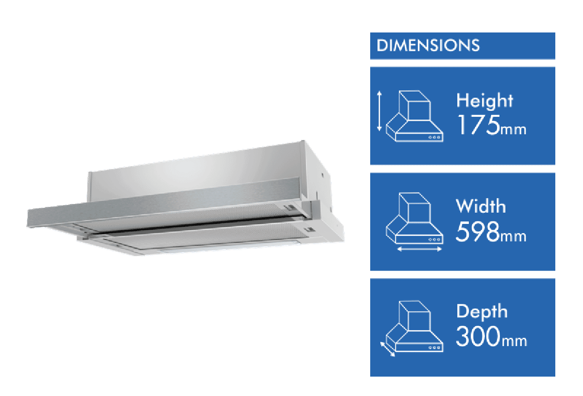 Westinghouse 60cm Slideout Rangehood WRR604SB