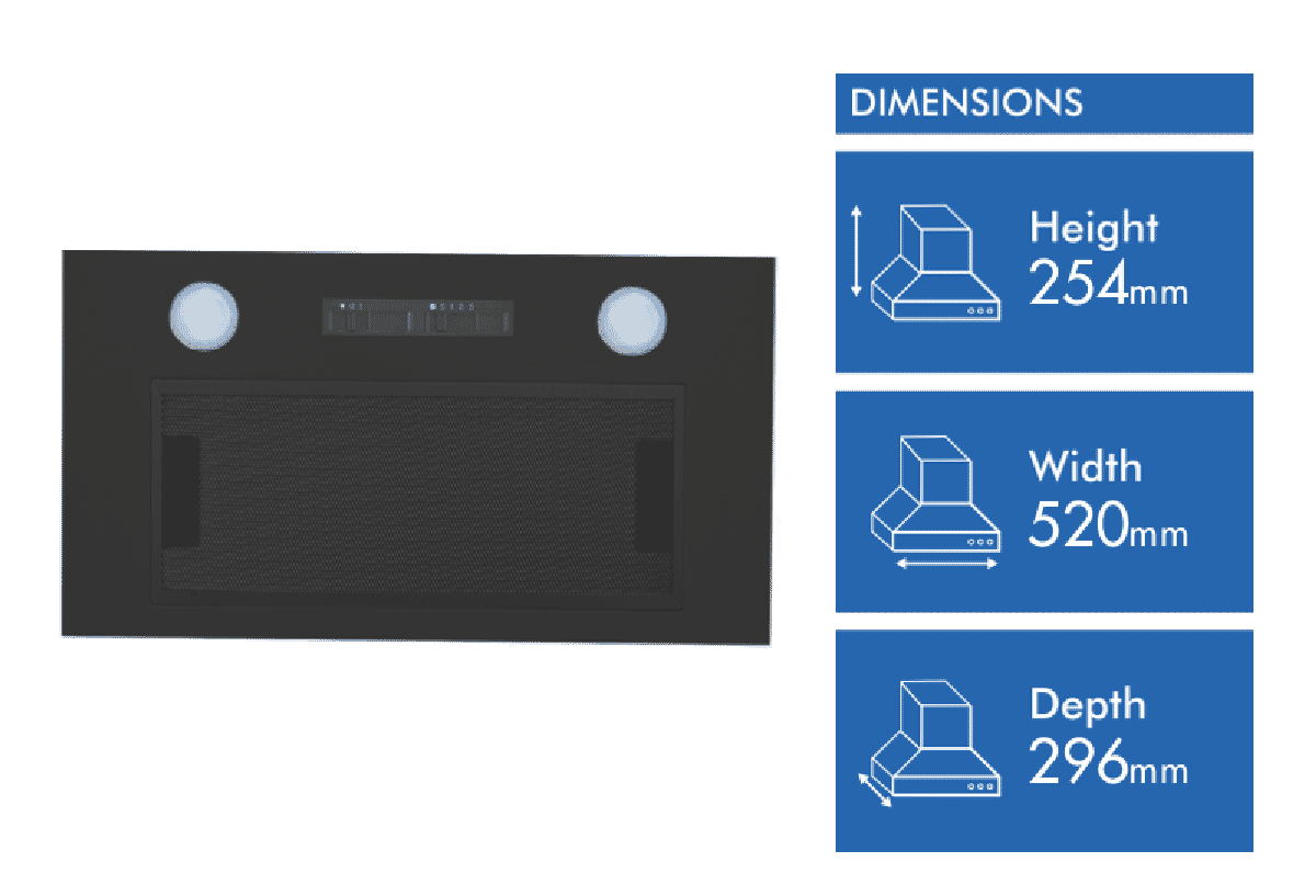 Omega 52cm Undermount Rangehood Matte Black ORU52MB