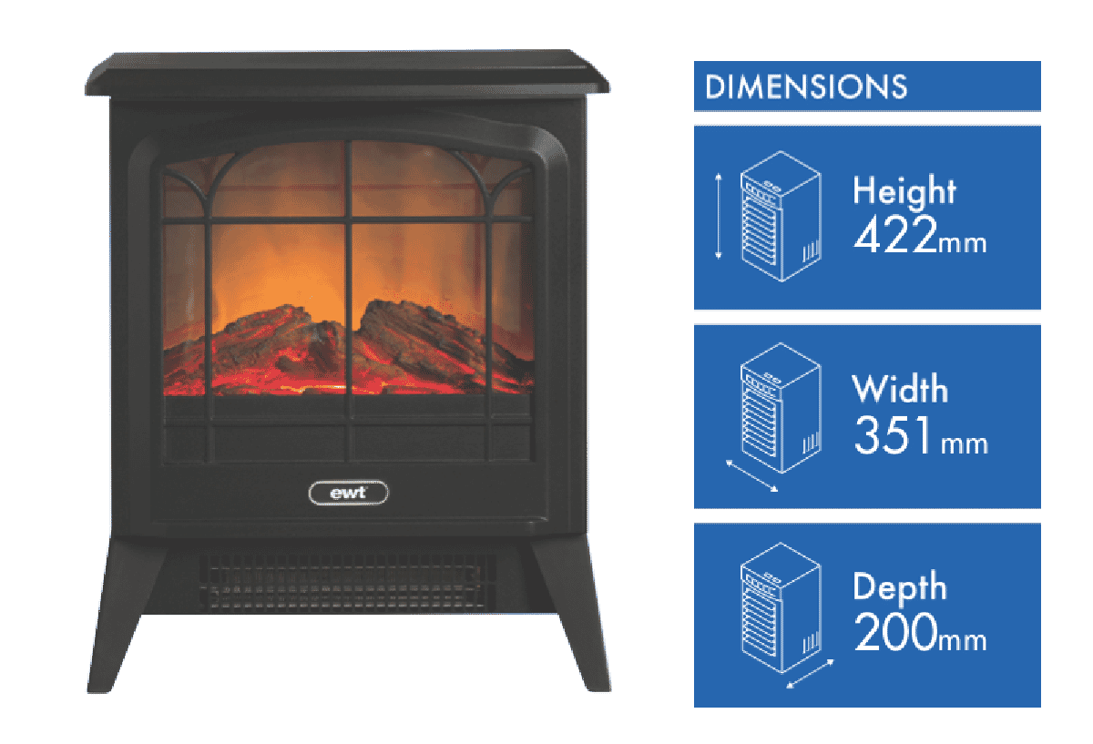 EWT 1.2kW Dinky Mini Electric Fire DNY12-AU