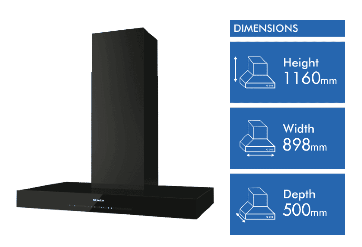 Miele 90cm Wall Mounted Rangehood Obsidian Black DA 6698 W OBSW
