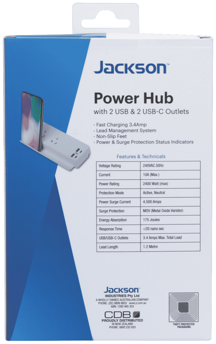 Jackson PT2USBP Multiport USB Power Hub at The Good Guys