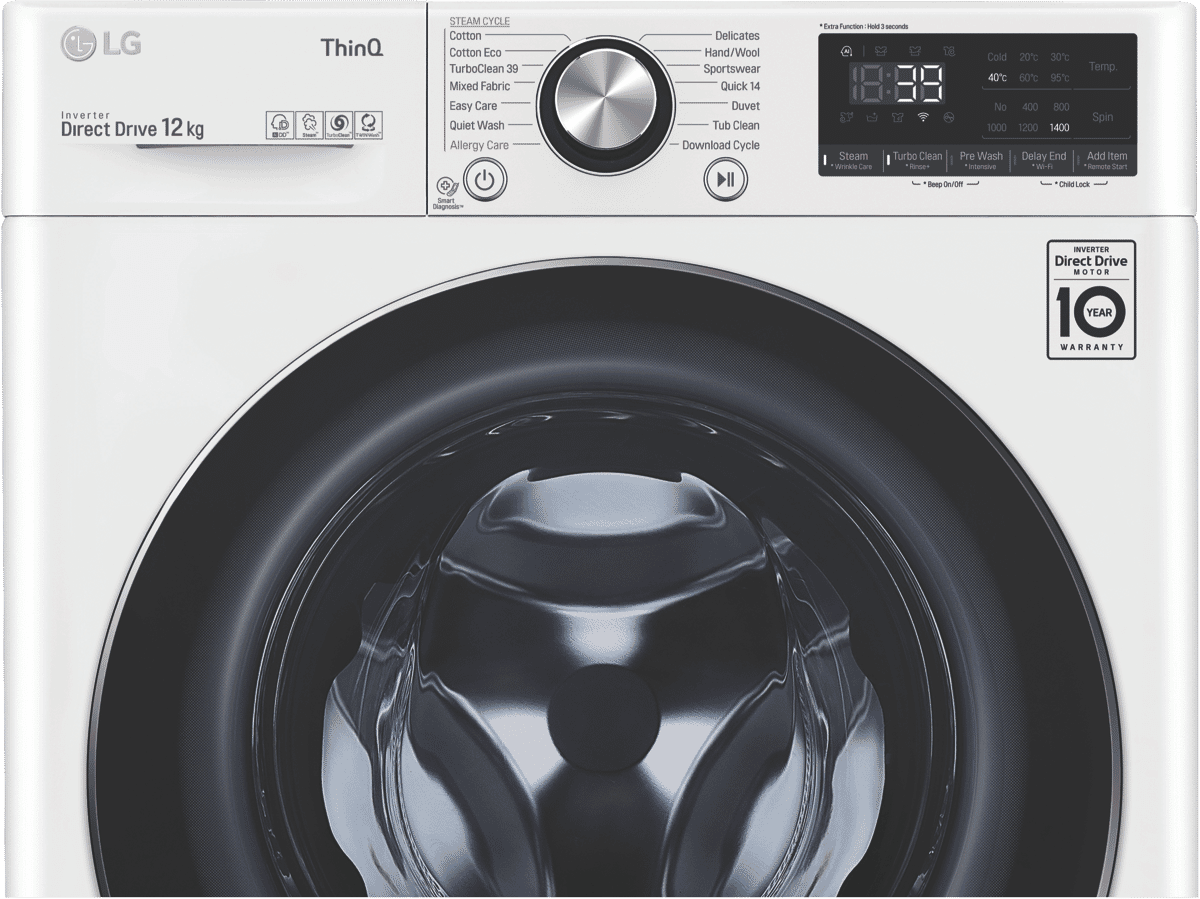 LG WV9-1412W 12kg Front Load Washer at The Good Guys