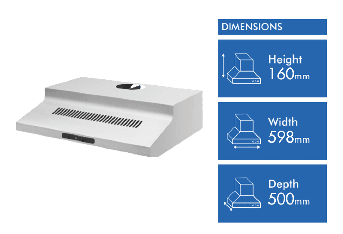 Chef 60cm Fixed Rangehood Stainless Steel CRF610SB
