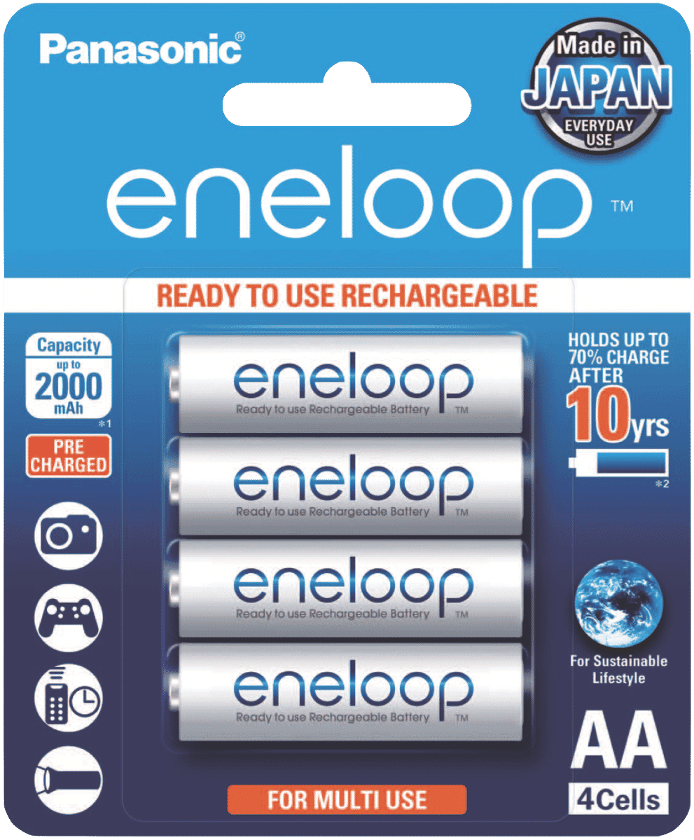Eneloop AA Rechargeable Batteries 4 Pack BK-3MCCE/4BA