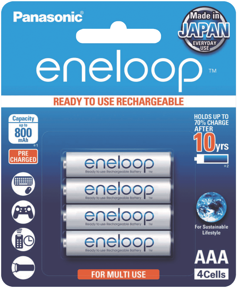 Eneloop AAA Rechargeable Batteries 4 Pack BK-4MCCE/4BA