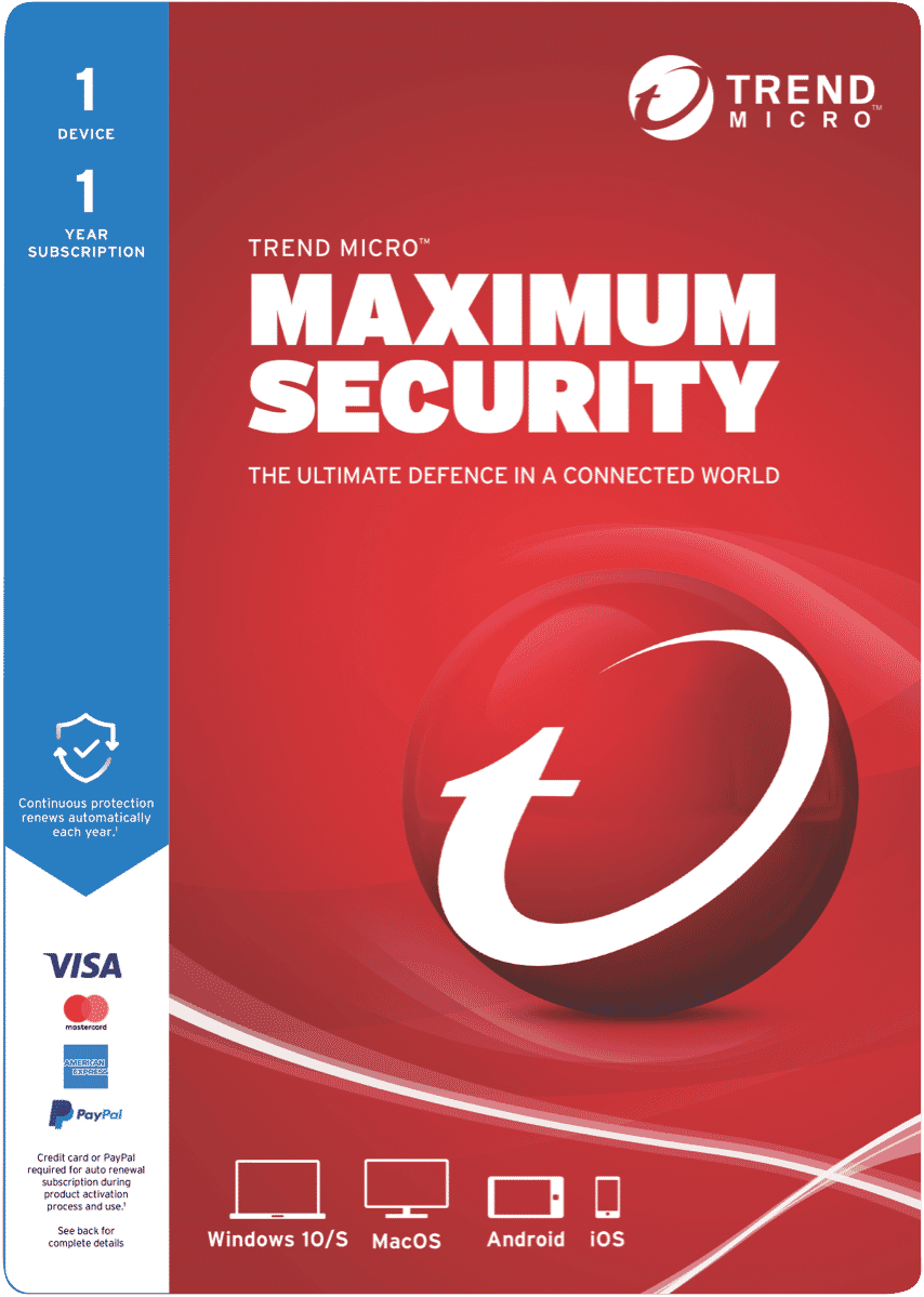 Trend Micro Maximum Security 1 Device 1 Year (Digital Download ...