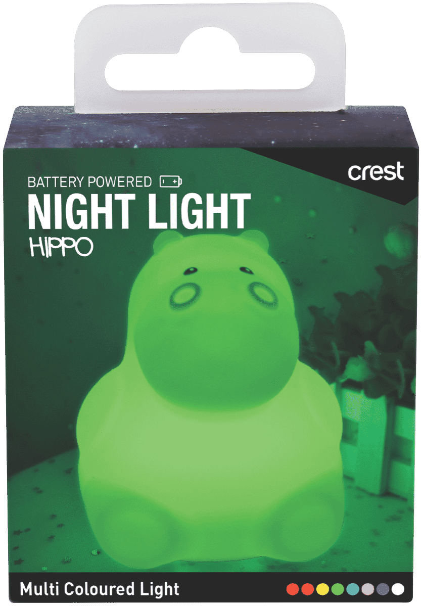 Crest Kids Multi-Coloured Mini Night Light Hippo CHPONLBC