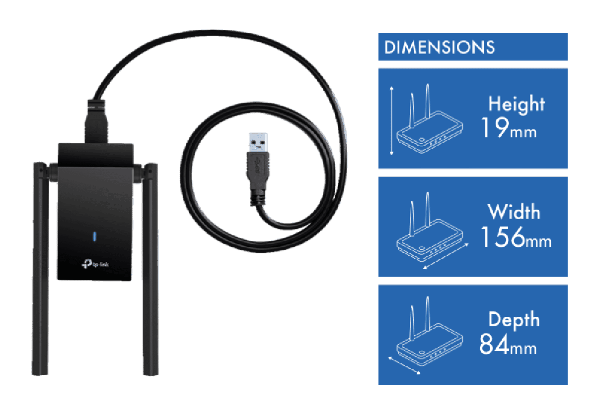 TP-LINK AX1800 Dual Antennas High Gain Wireless USB Adapter ARCHER ...