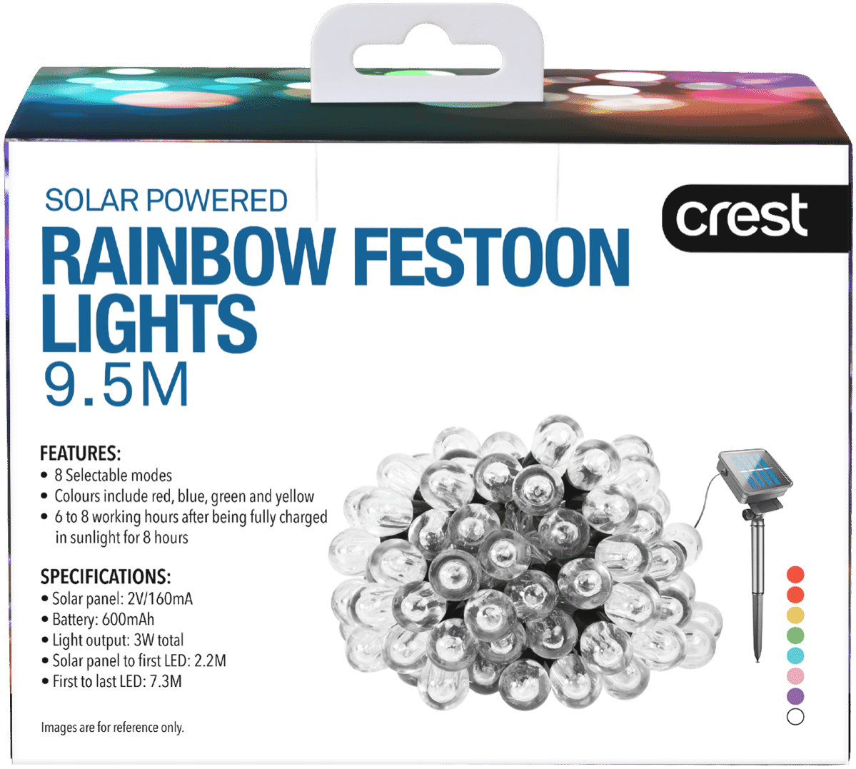 Crest Multicoloured Festoon Lights (9.5M) CLFLSL95W