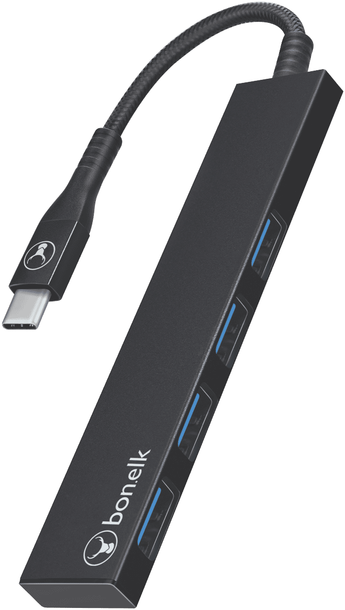 Bonelk ELK-80040-R Long-Life USB-C 4 Port USB Hub (Black) at The Good Guys