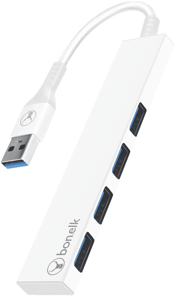 Bonelk Long-Life USB-A 4 Port USB Hub (White) ELK-80041-R