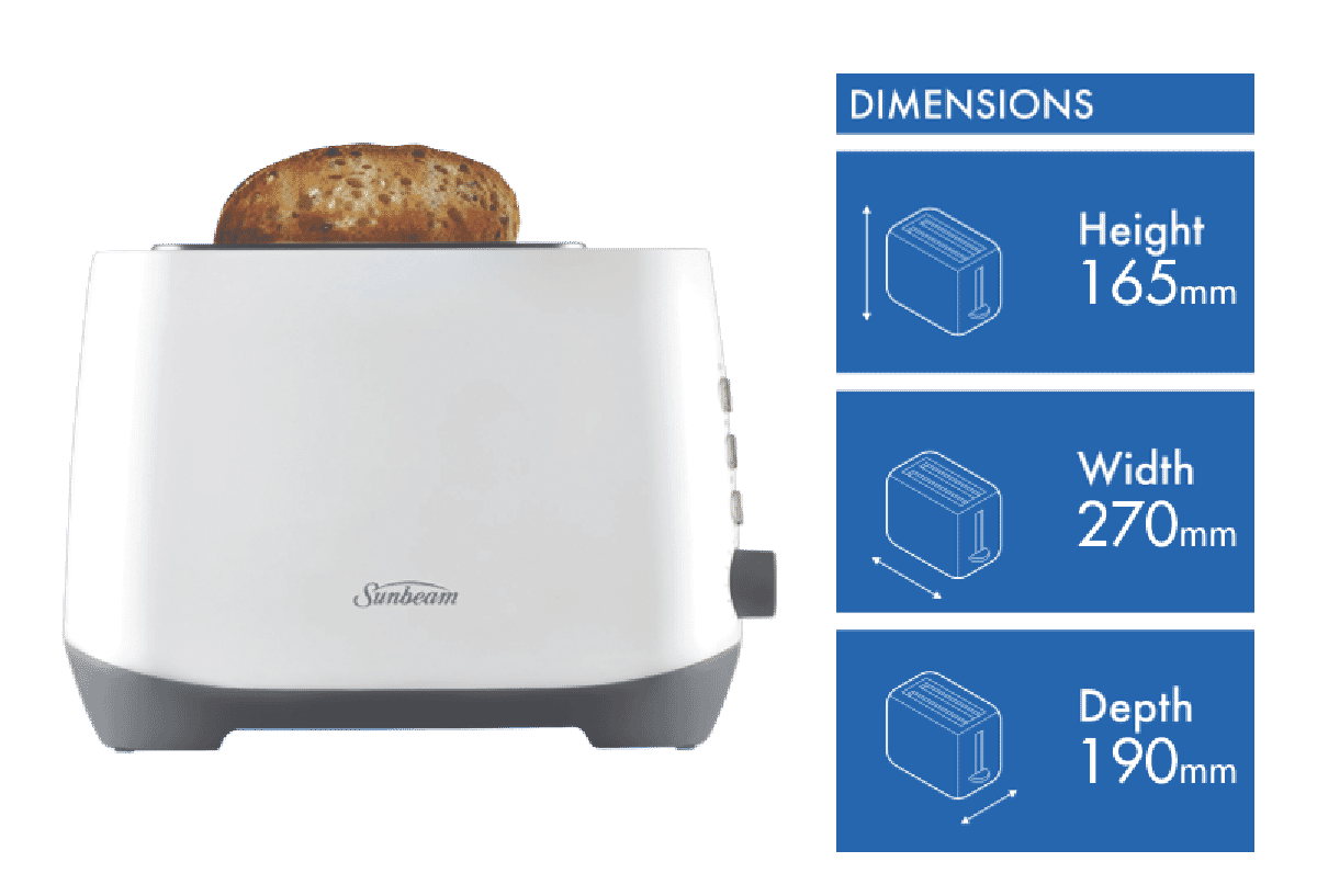 Sunbeam Rise Up 2 Slice Toaster White TAP0002WH