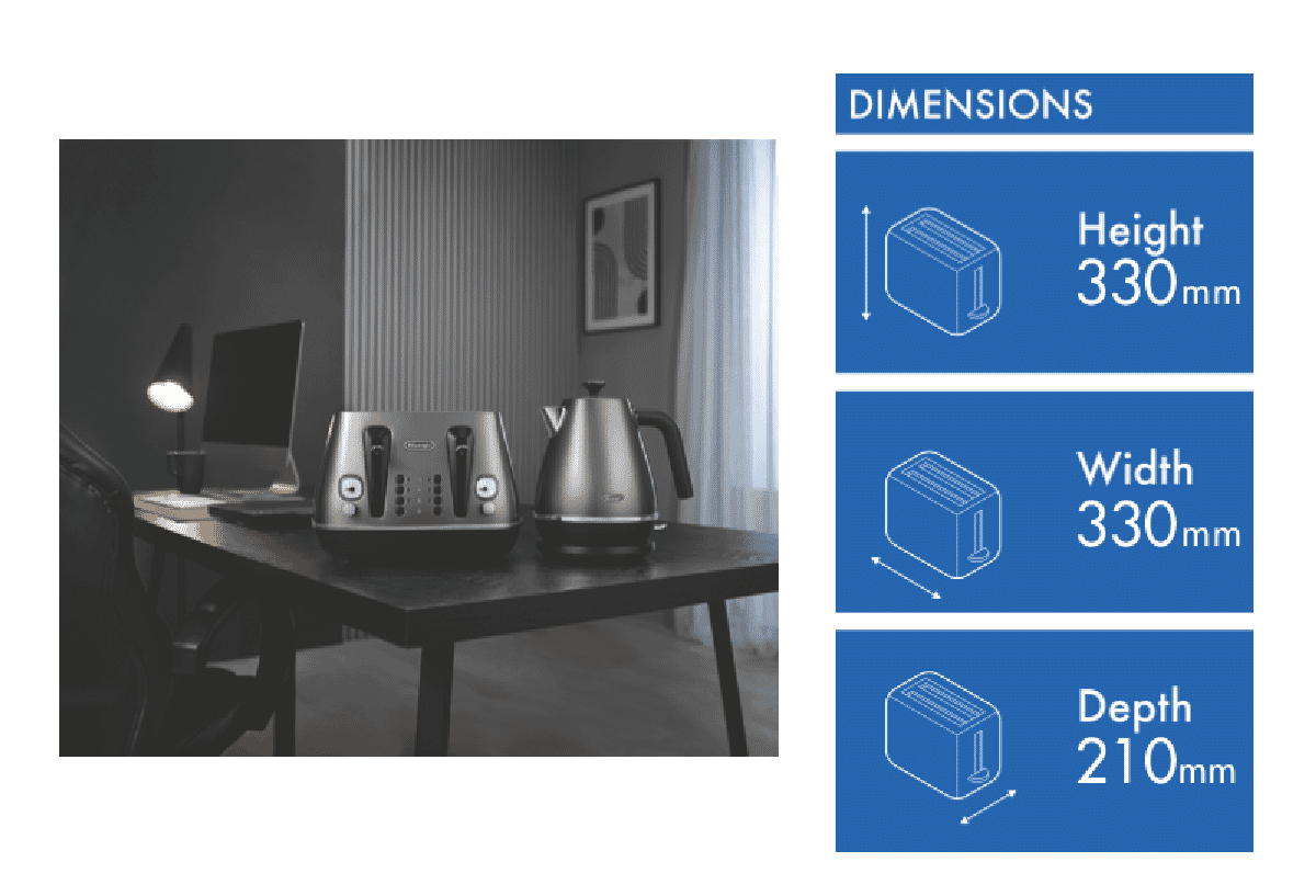 DeLonghi Distinta Perla 4 Slice Toaster Titan CTIN4003TB