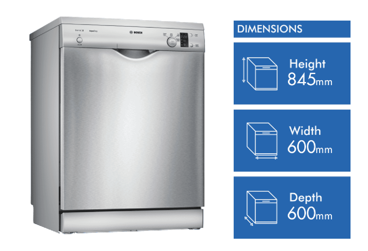 Bosch Series 2 Freestanding Dishwasher Silver Inox SMS24AI01A