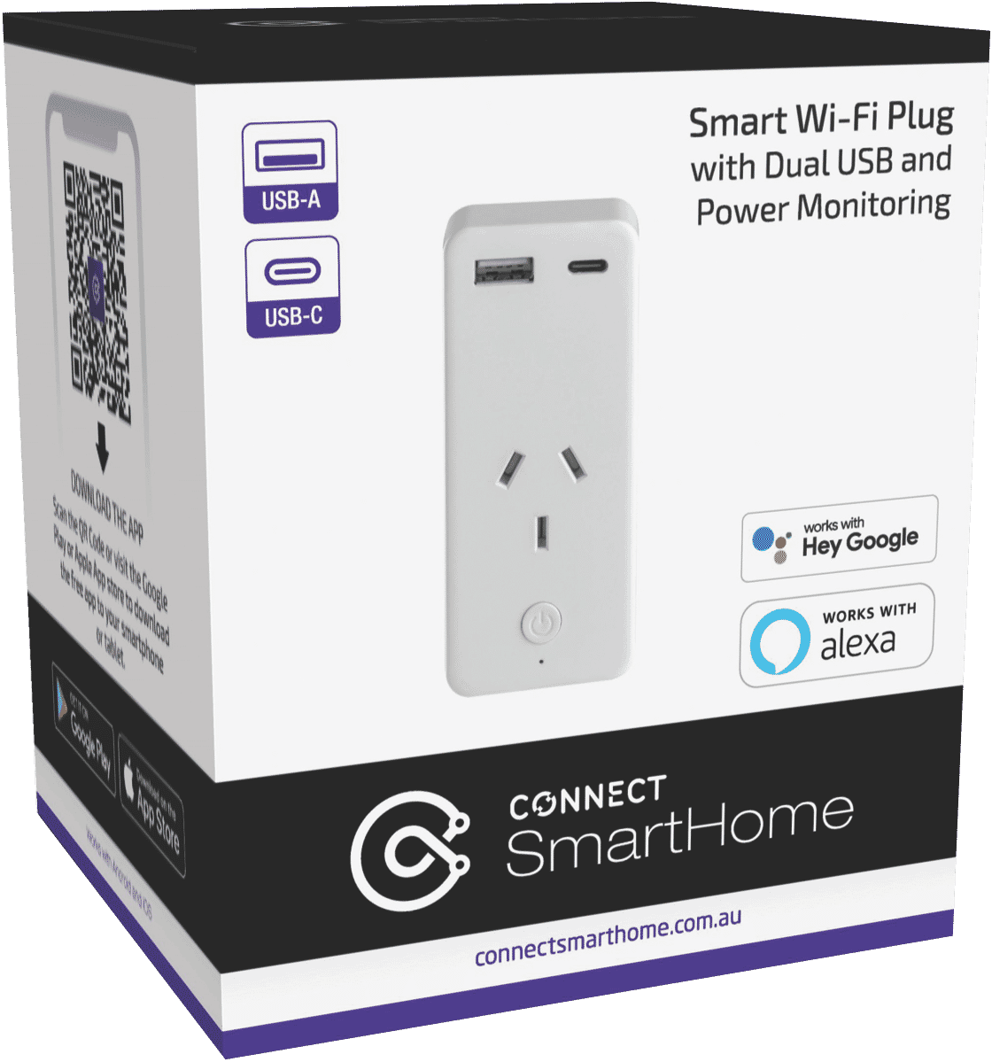 Connect SmartHome Smart Wi-Fi Plug with Dual USB Ports CSH-PLGPM-AC1