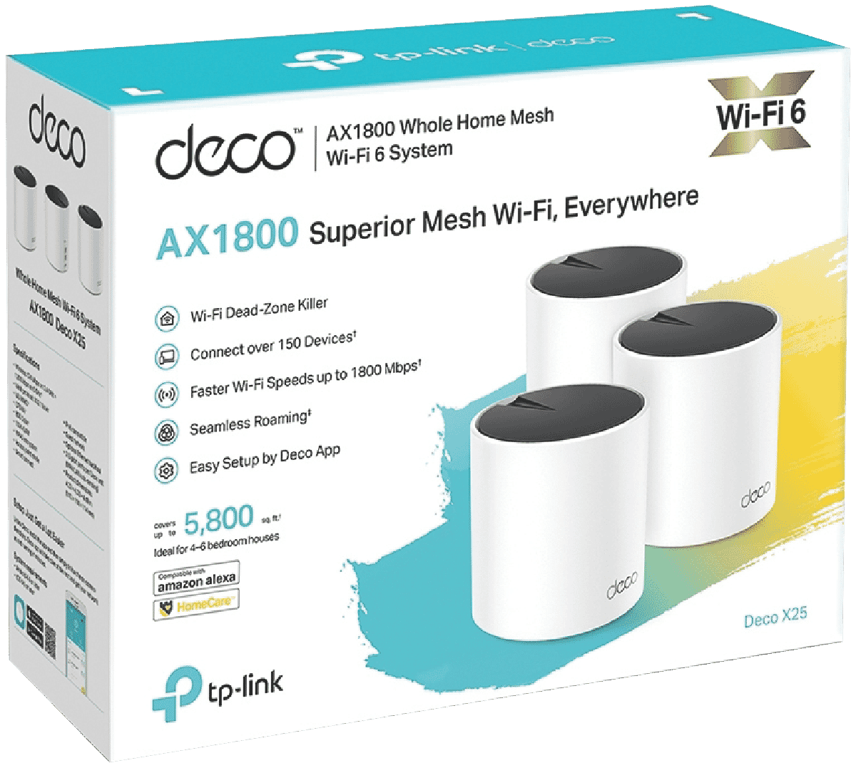 TP-LINK Deco AX1800 Whole Home Mesh Wi-Fi 6 System (3-pack) DECO-X25(3 ...