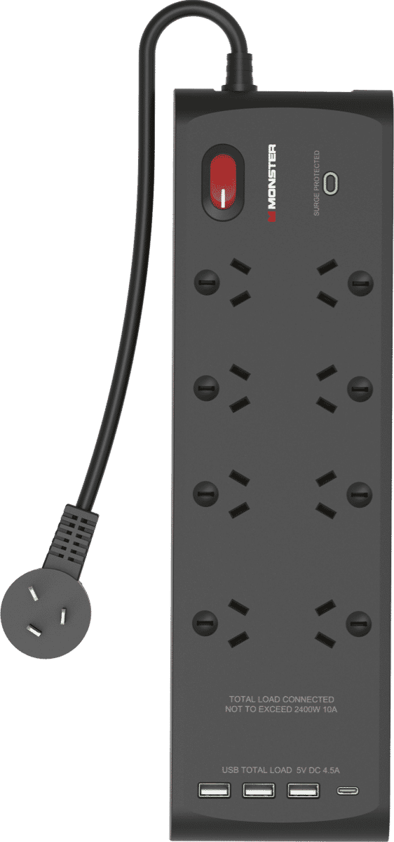 Monster 8 Socket Surge Protection with USB MT-FPSP8700UB