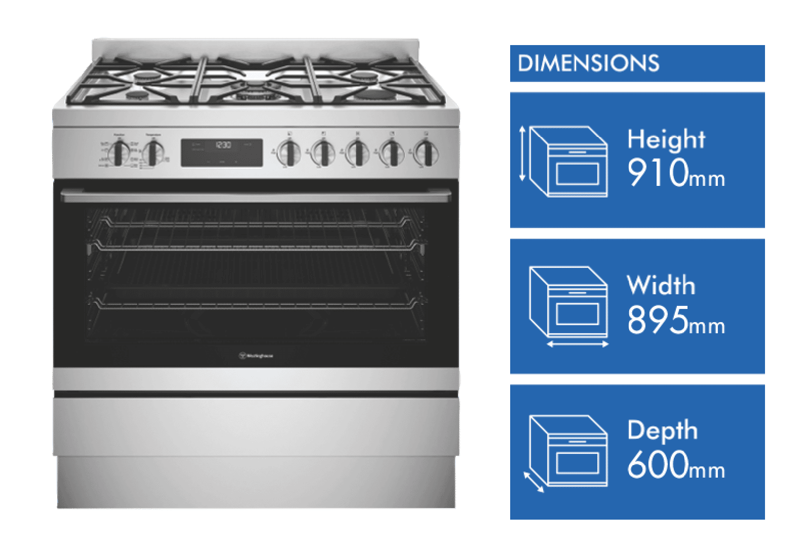 Westinghouse 90cm Dual Fuel Freestanding Cooker WFE9515SD