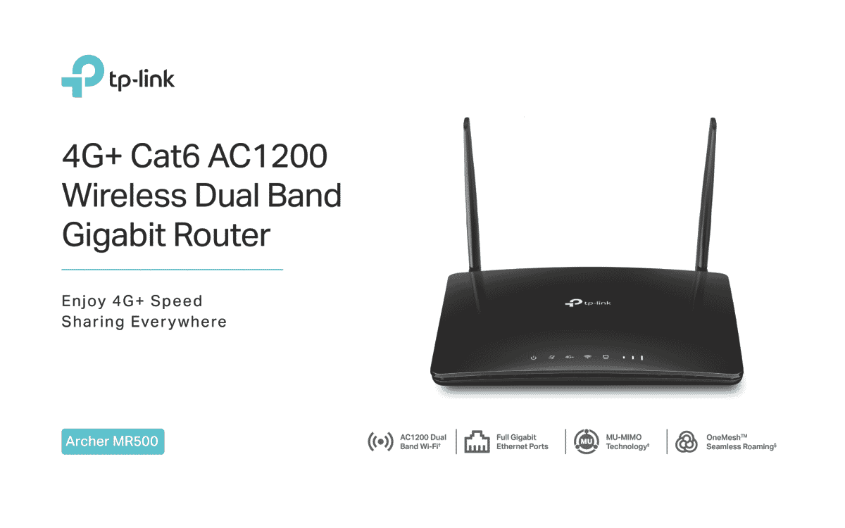 TP-LINK 4G+ Cat6 AC1200 Wireless Dual Band Gigabit Router ARCHER-MR500