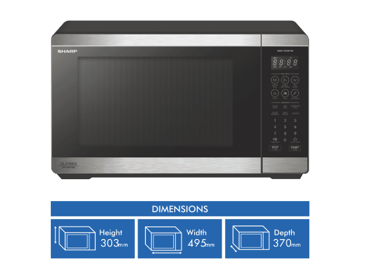 Sharp 26L 900W Flatbed Inverter Microwave Stainless Steel SM267FHST