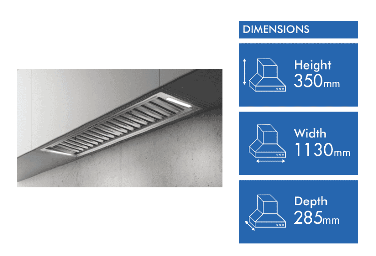 Elica 120cm Undermount Rangehood Offboard Motor CT35PROGMEIX/A/120