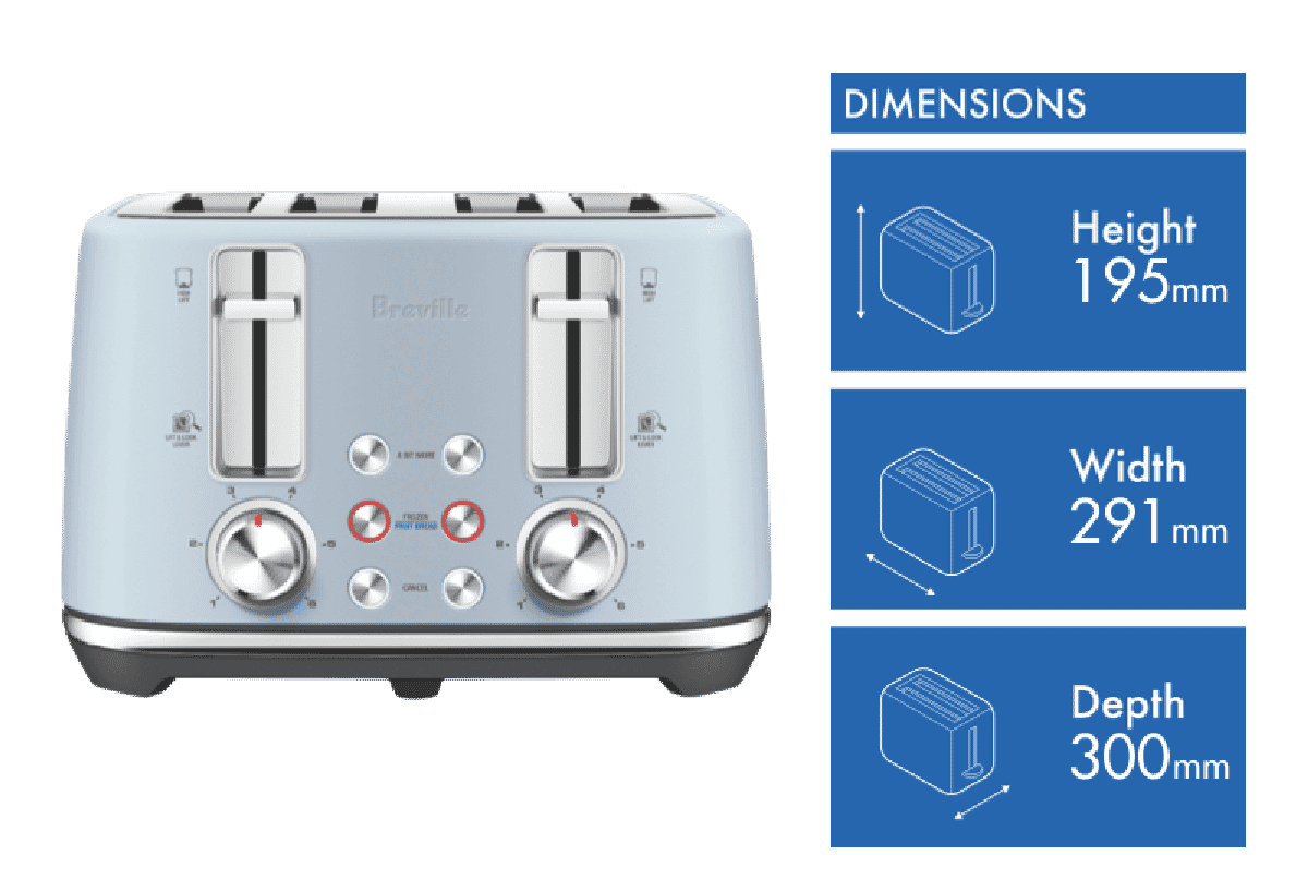 Breville The ToastSet 4 Slice Toaster - Pale Dusky Blue LTA842PDB2IAN1