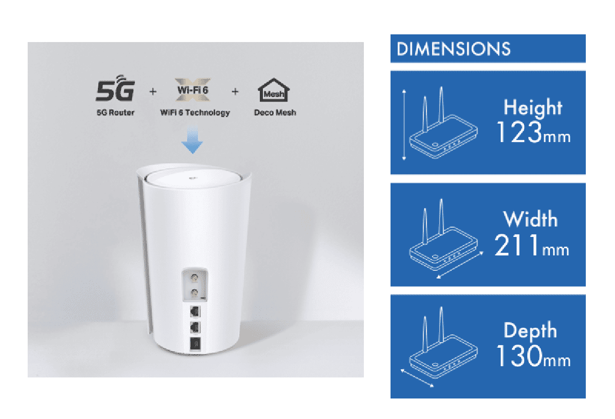 TP-LINK Deco 5G AX3000 Whole Home Mesh Wi-Fi 6 Gateway DECO-X50-5G(1-PACK)