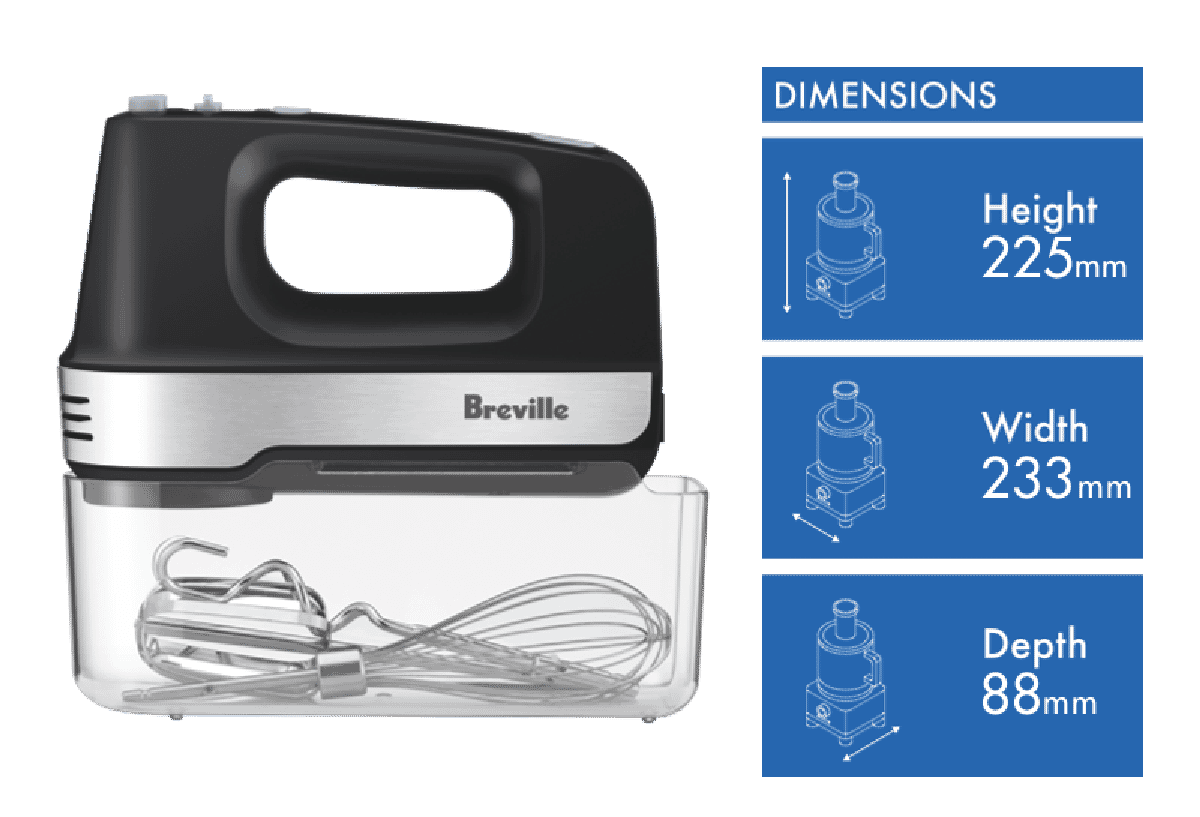 Breville The Mix And Store Turbo Hand Mixer LHM200MTB2IAN1