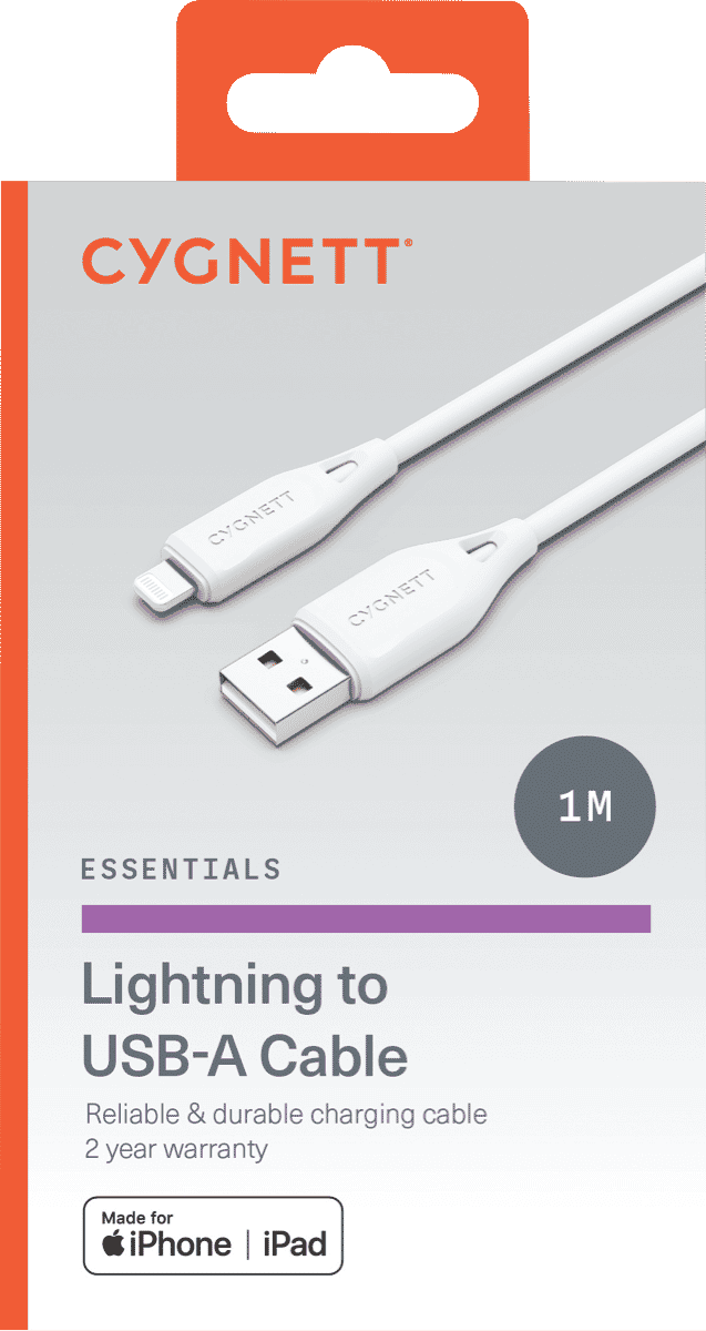 Cygnett Essentials Lightning To USB-A Cable 1m White CY4700PCCAL