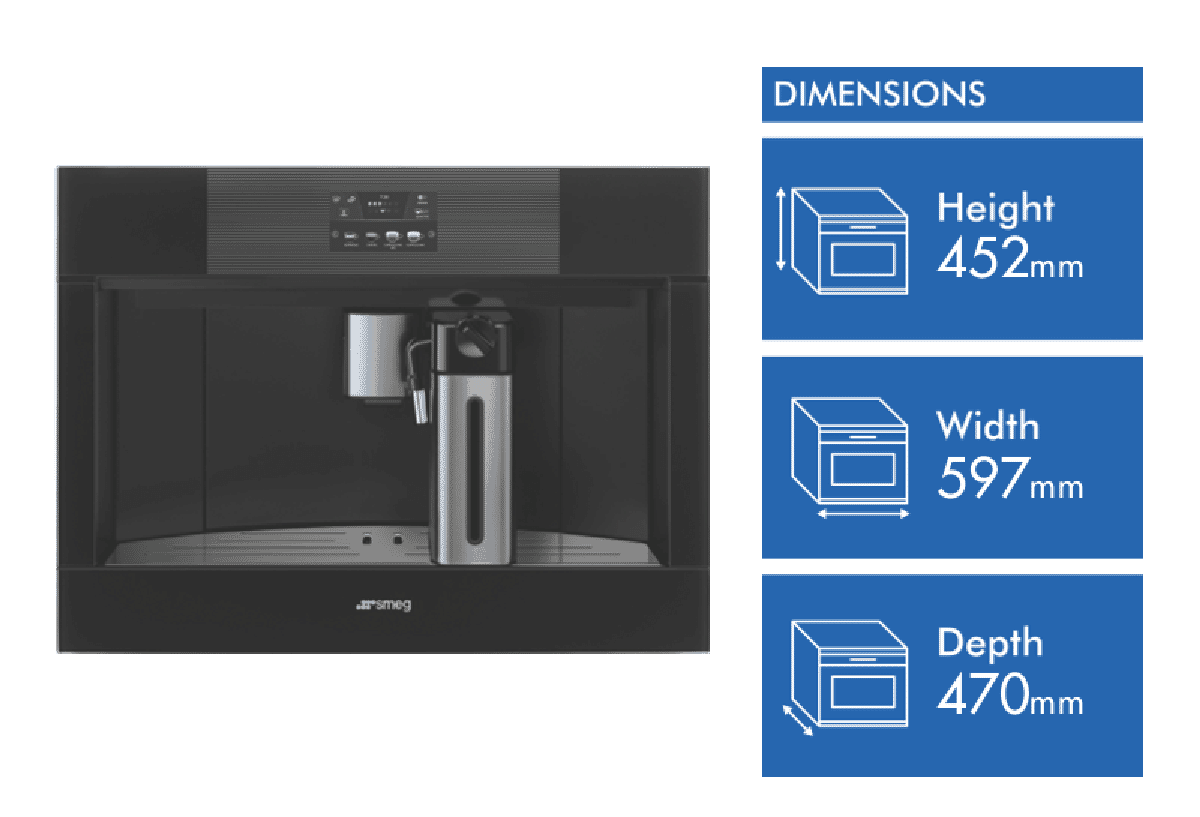 Smeg Linea Coffee Maker Frameless Black CMS4104B3