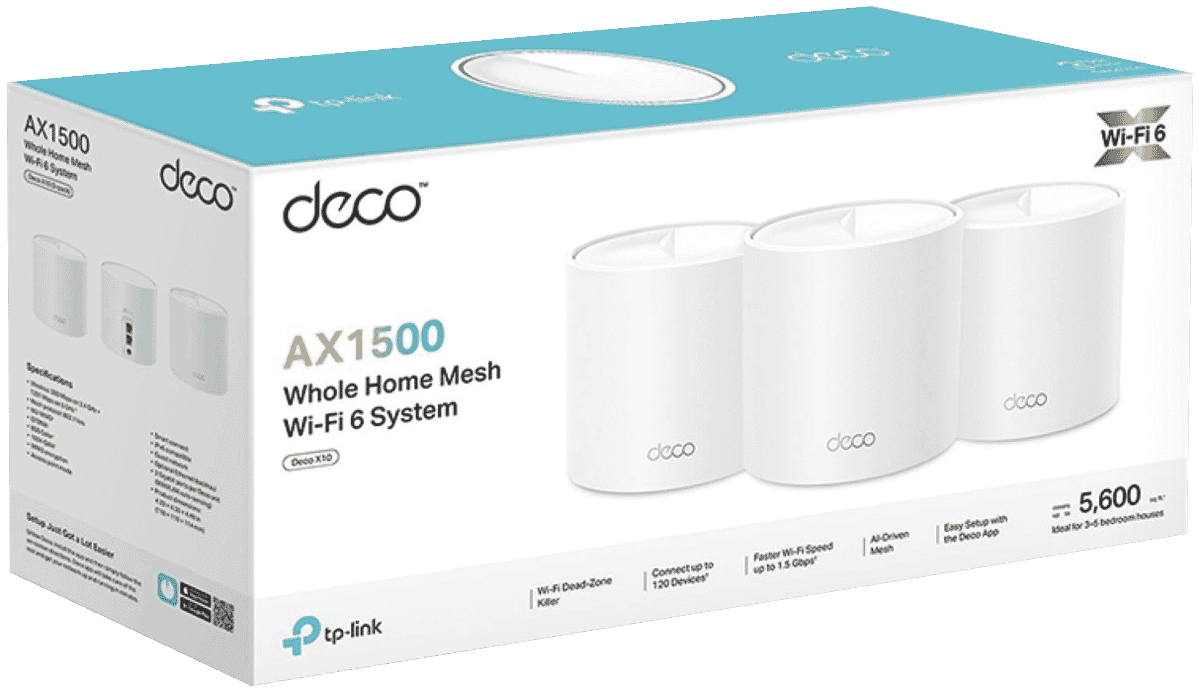 TP-LINK AX1500 Whole Home Mesh Wi-Fi 6 System DECO-X10(3-PACK)