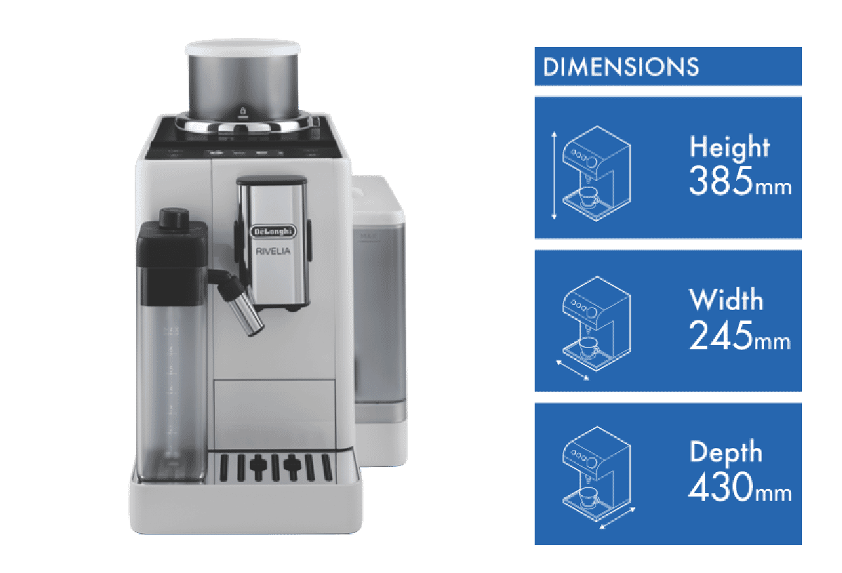 DeLonghi Rivelia Fully Automatic Coffee Machine White EXAM44055W