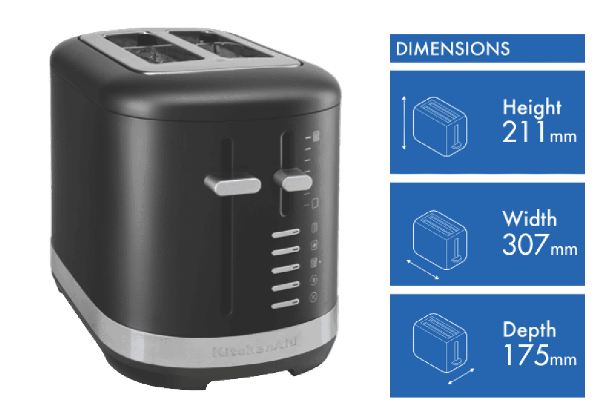 KitchenAid 2 Slice Toaster Matte Black 5KMT2109ABM