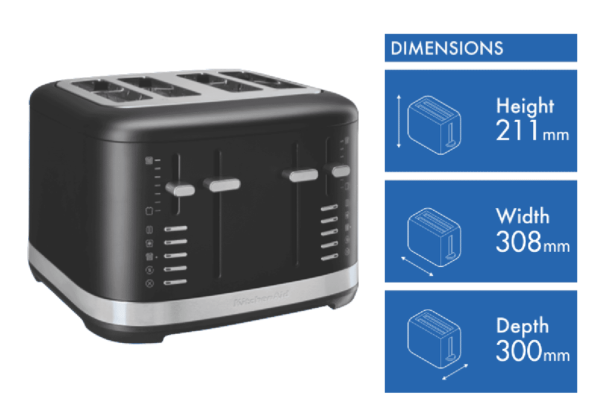 KitchenAid 4 Slice Toaster Matte Black 5KMT4109ABM