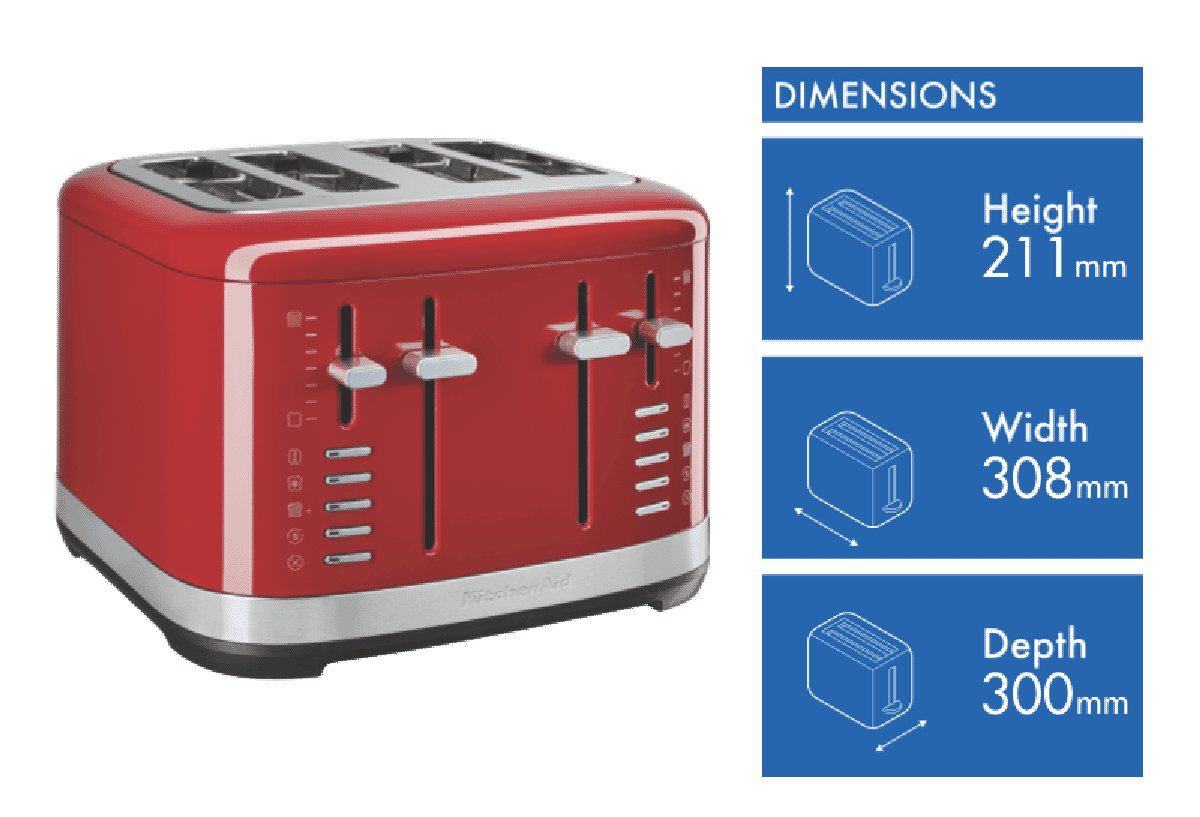 KitchenAid 4 Slice Toaster Empire Red 5KMT4109AER