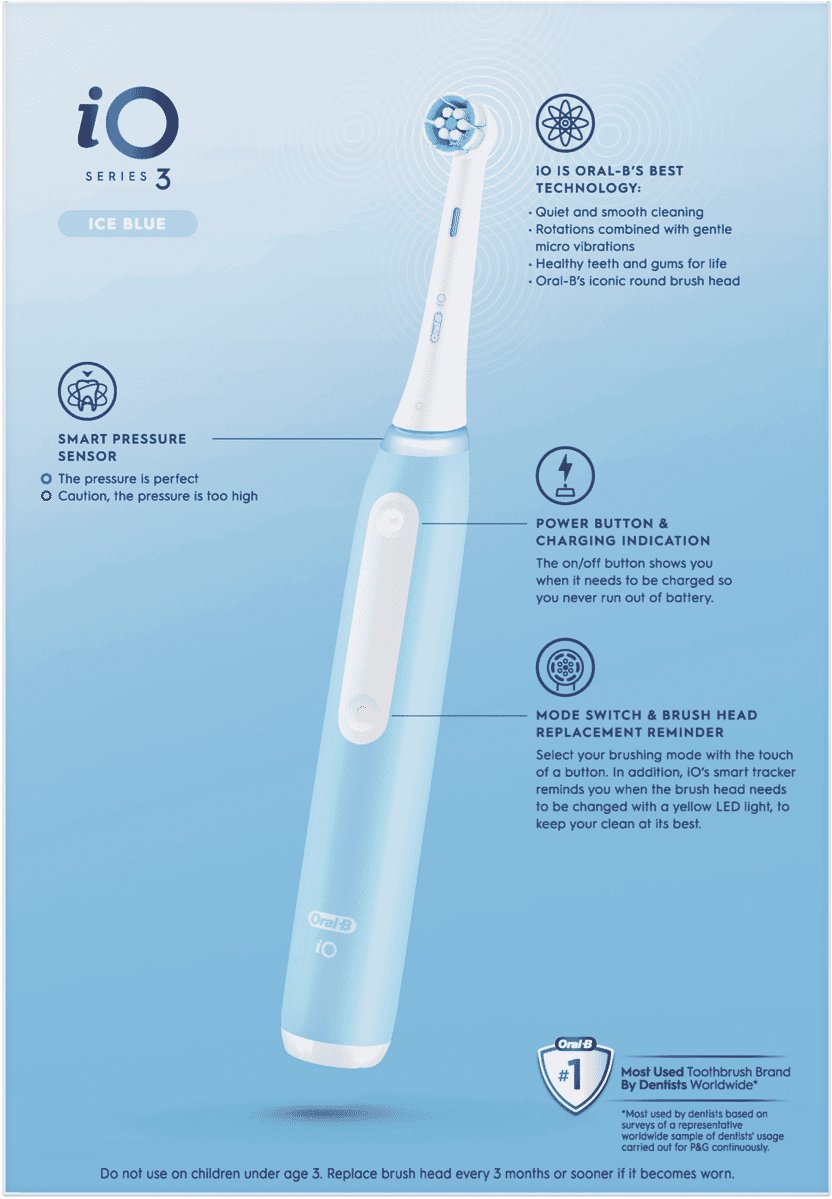 Oral B IO Series 3 Electric Toothbrush Ice Blue IO3 ICEBLUE