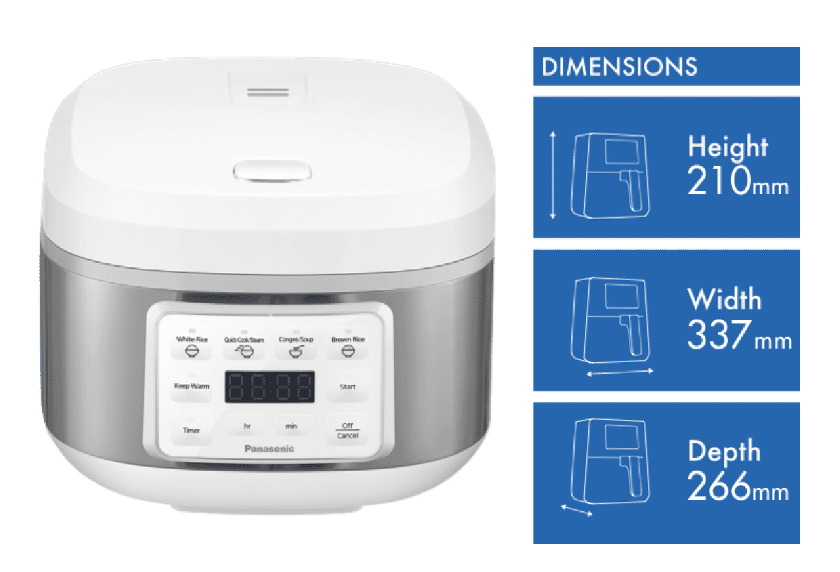 Panasonic 8 Cup Rice And Multi Cooker White/Silver SR-DA152WST