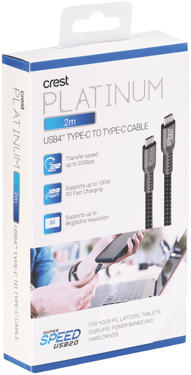 Crest USB-C to USB-C 100W Platinum Cable (2m) CPUCUC2