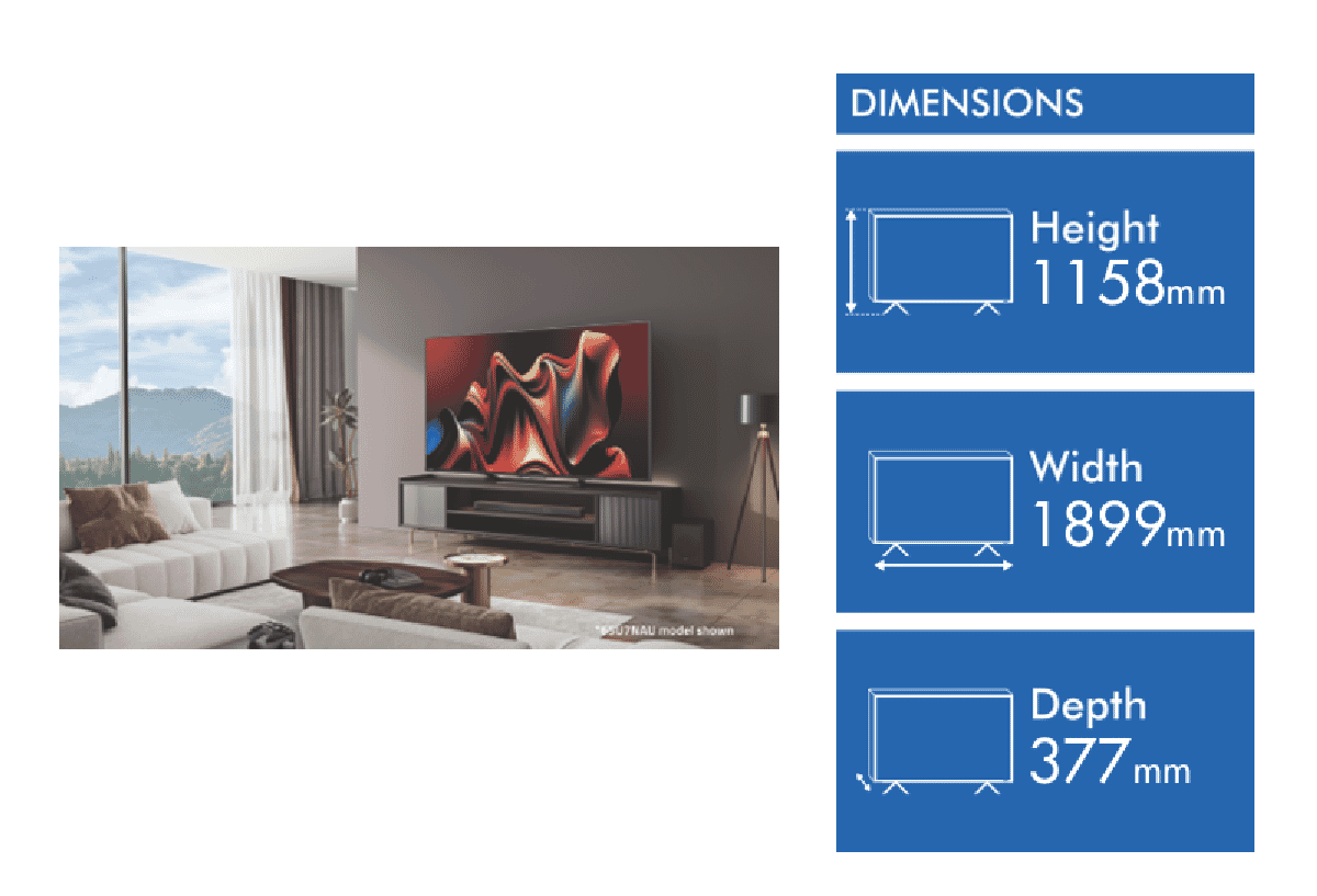 Hisense 85" U7NAU 4K Mini-LED QLED Smart TV 24 85U7NAU