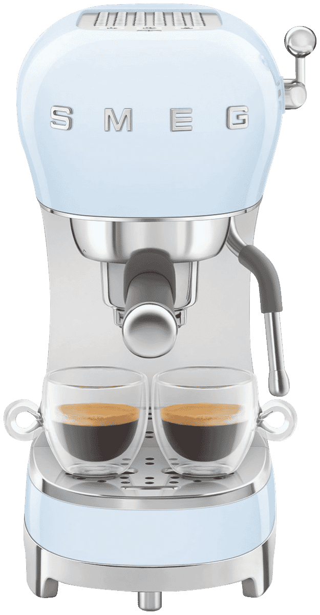 Smeg 50's Style Espresso Coffee Machine Pastel Blue ECF02PBAU