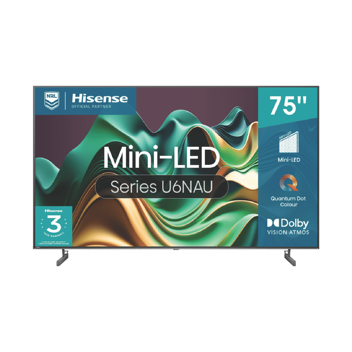 Hisense 75" U6NAU Mini-LED 4K QLED Smart TV 24 75U6NAU