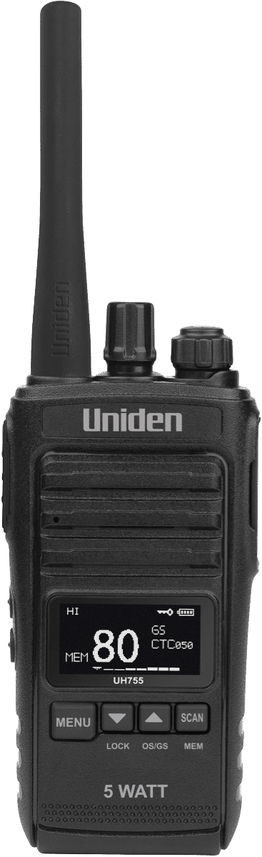 Uniden 5 Watt UHF Splashproof CB Handheld Radio UH755