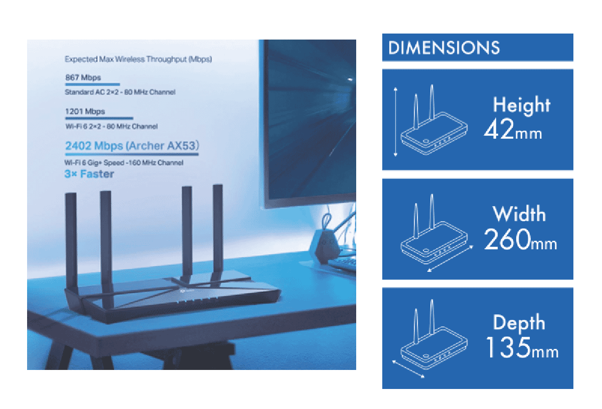 TP-LINK AX3000 Dual Band Gigabit Wi-Fi 6 Router ARCHER-AX53