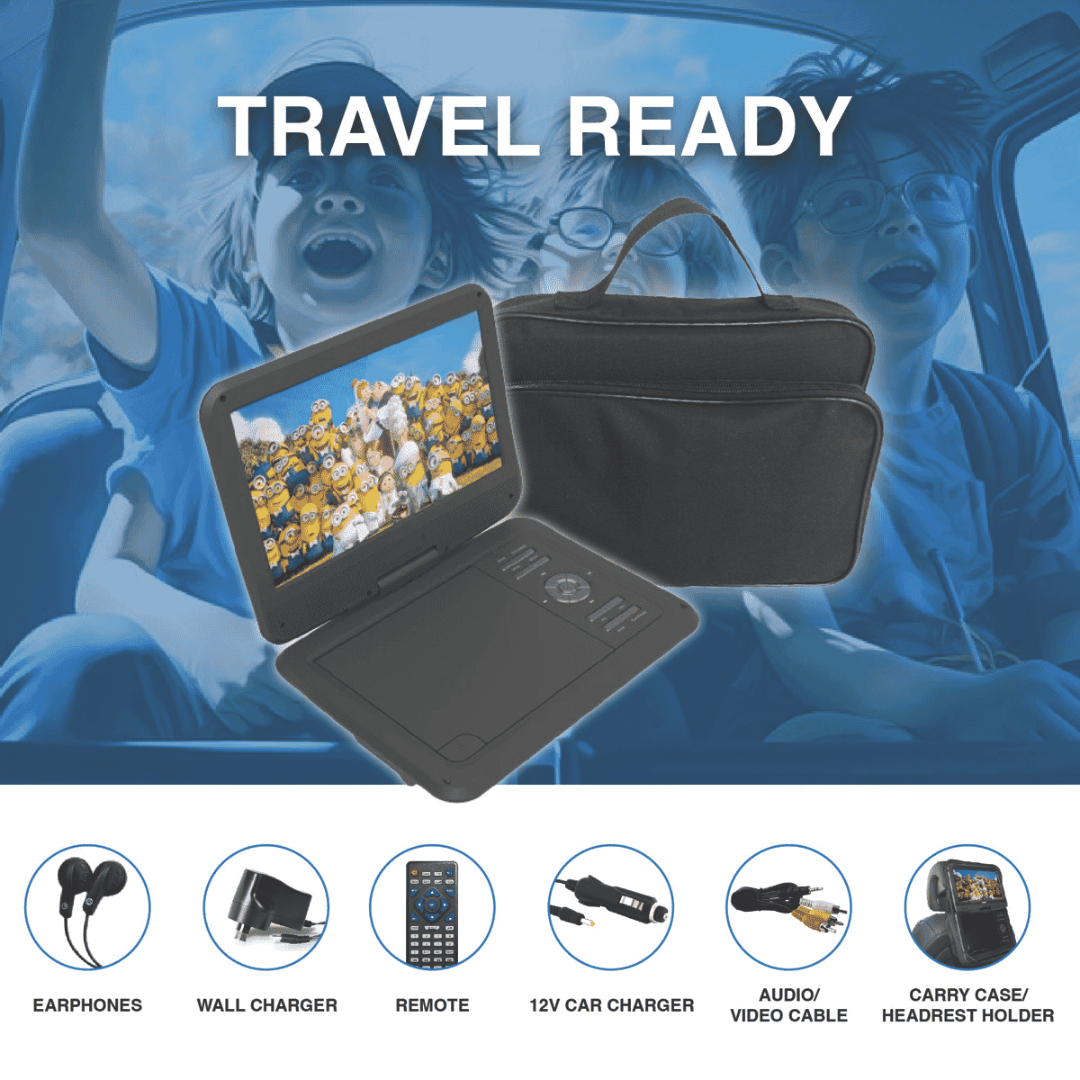 Laser 10 Portable DVD Player With Anti-Skip Technology 2024 DVD-PT-10D