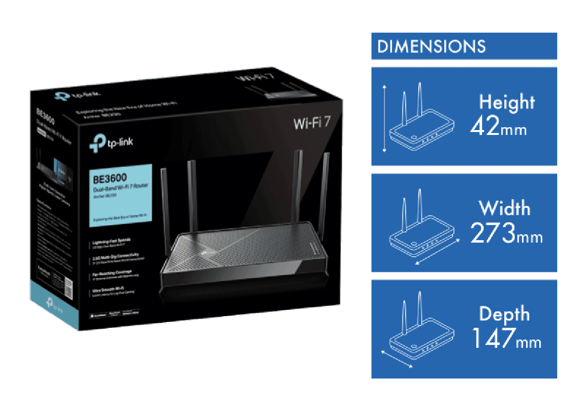 TP-LINK BE3600 Dual-Band Wi-Fi 7 Router ARCHER-BE230