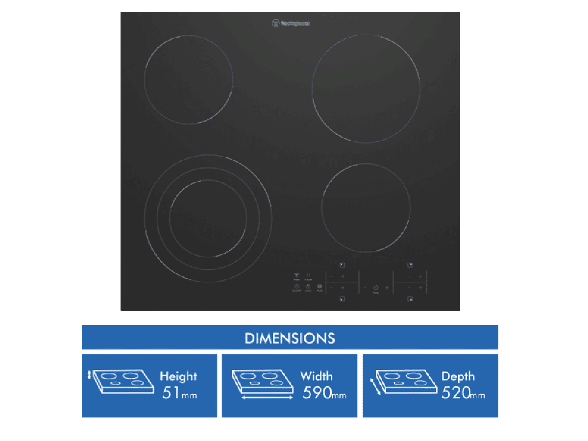 Westinghouse 60cm Ceramic Cooktop WHC643BE