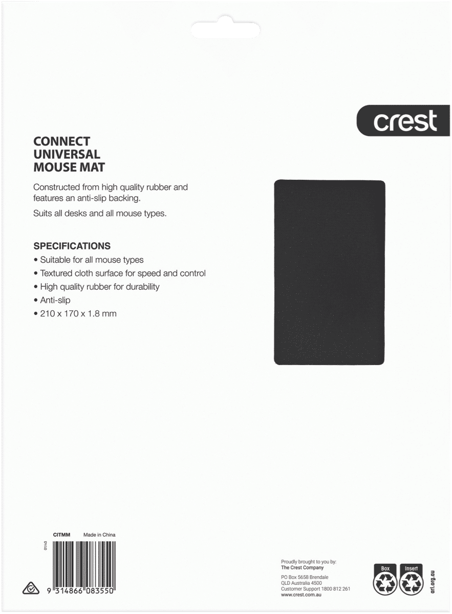 Crest Desk Mouse Mat (Black) CITMM