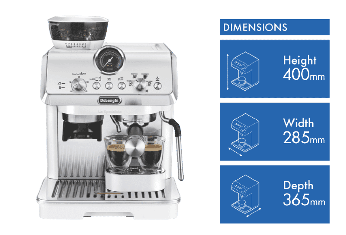 DeLonghi Arte Metal Pro Cold Brew Manual Coffee Machine White EC9255WI